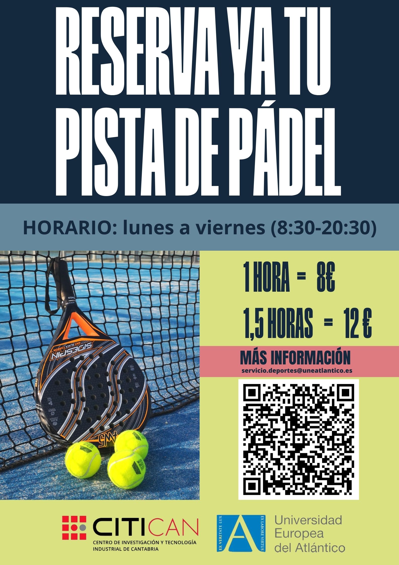 ¡YA PUEDES RESERVAR TU PISTA DE PÁDEL! – UNEATLANTICO Servicio Deportes